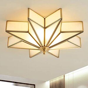 litfad modern 4-light led ceiling lamp beveled frosted glass flush mount lighting fixture traditional brass star close to ceiling light decorative pendant light for hotel hall bedroom living room