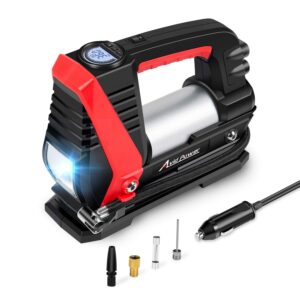 avid power tire inflator air compressor, 12v dc car tire pump with led light, digital lcd display, auto shut off