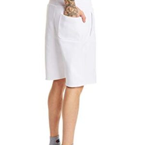 Champion Men's 10 Inch Reverse Weave Cut-Off Shorts, Block Logo, White, Medium