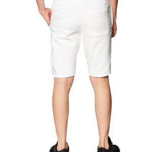 Champion Men's 10 Inch Reverse Weave Cut-Off Shorts, Block Logo, White, Medium