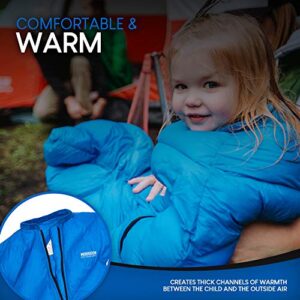 Big Mo 40 Kids Sleeping Bag (Ages 2-4), Blazing Blue, Lightweight Camping Sleeping Bag for Kids 2-4 Years Old. Has Adjustable Open-and-Closed Cuffs for Using Hands with Sleeping Bag.