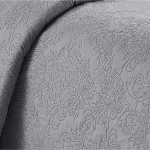 Home Collection Over Size Elegant Embossed Bedspread Set Light Weight Solid Color New (Light Grey, King/Cal King)