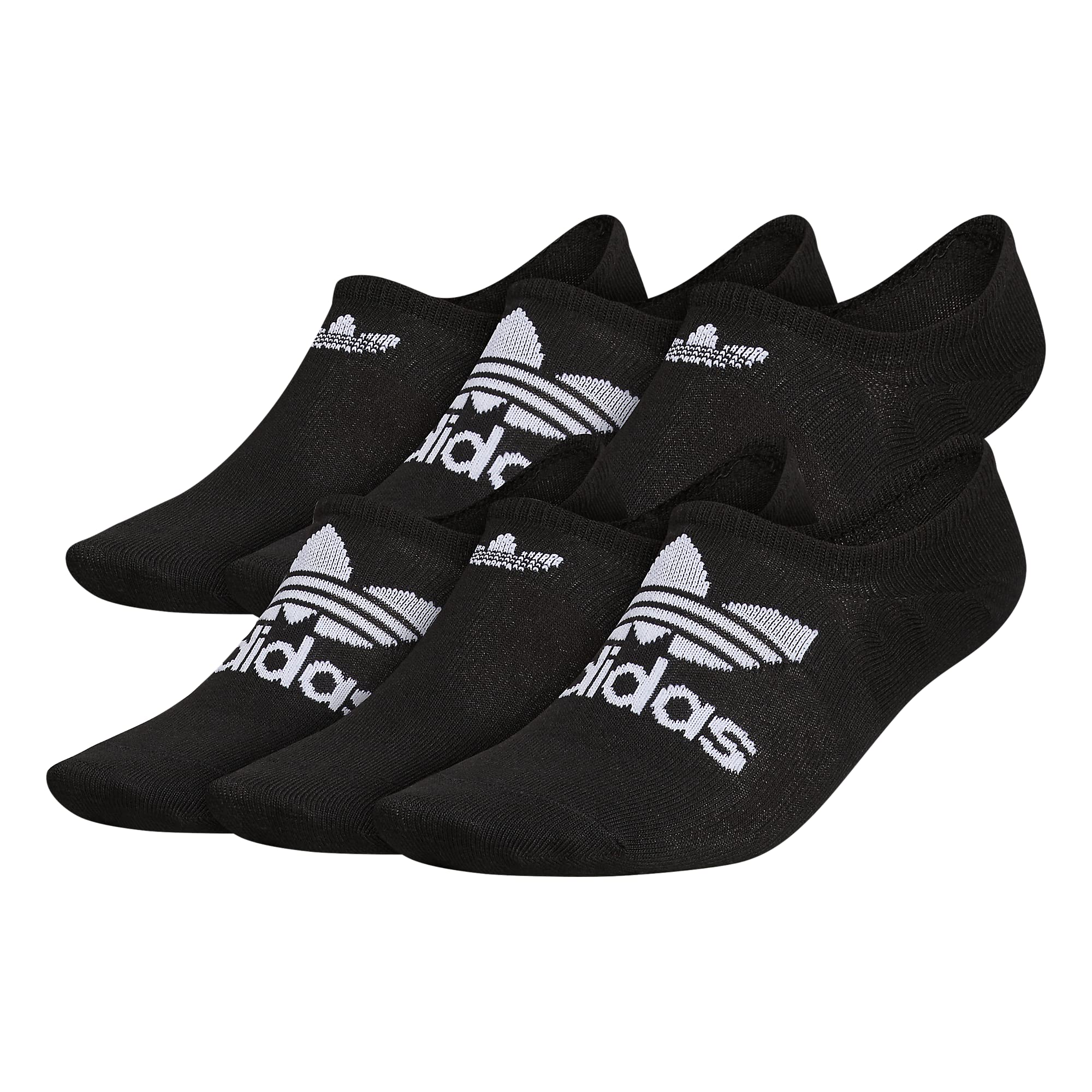 adidas Originals Men's Classic Trefoil Superlite Super No Show Socks (6-Pair), Black/White, Large