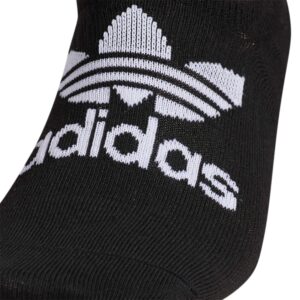 adidas Originals Men's Classic Trefoil Superlite Super No Show Socks (6-Pair), Black/White, Large