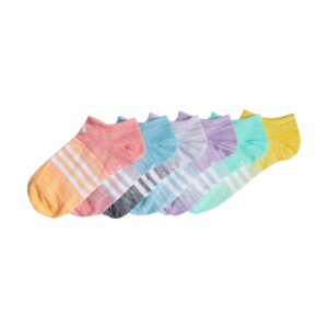 adidas Kids-Girl's Superlite No Show Socks (6-Pair), Hazy Rose/Hazy Blue/White, Large