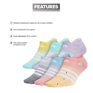 adidas Kids-Girl's Superlite No Show Socks (6-Pair), Hazy Rose/Hazy Blue/White, Large