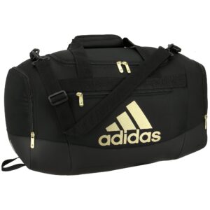 adidas unisex defender 4 small duffel bag, black/gold metallic, one size