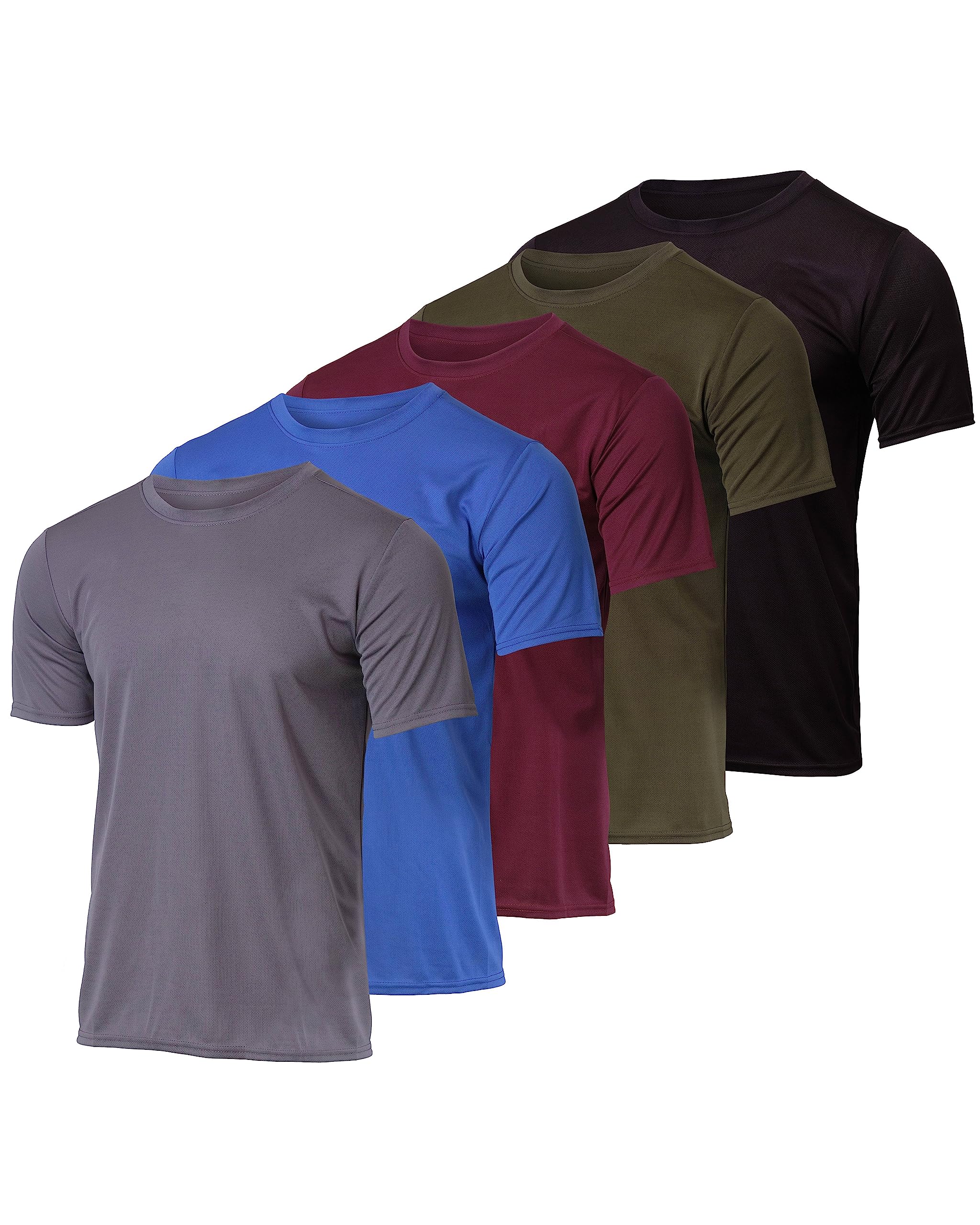 5 Pack: Boys Mesh Short Sleeve Shirts Crew Neck Boy Shirt T-Shirt Tshirt Tops Tees Girls Youth Teen Active Wear Athletic Quick Dry Basketball Gym Sport Undershirt Tee Soccer Top -Set 4,Large 12-14