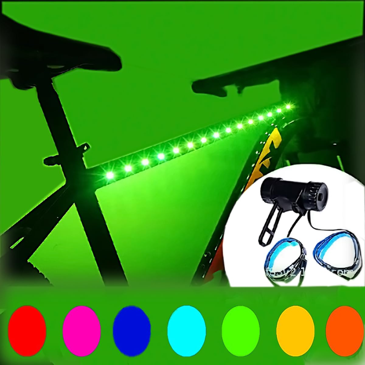 KIRIKIT Bike Frame Light, 9 Color in 1 Bike Wheel Spoke Light for Kids-Super Bright Waterproof Night Riding LED Bicycle Accessories with Batteries for Adult and Kid