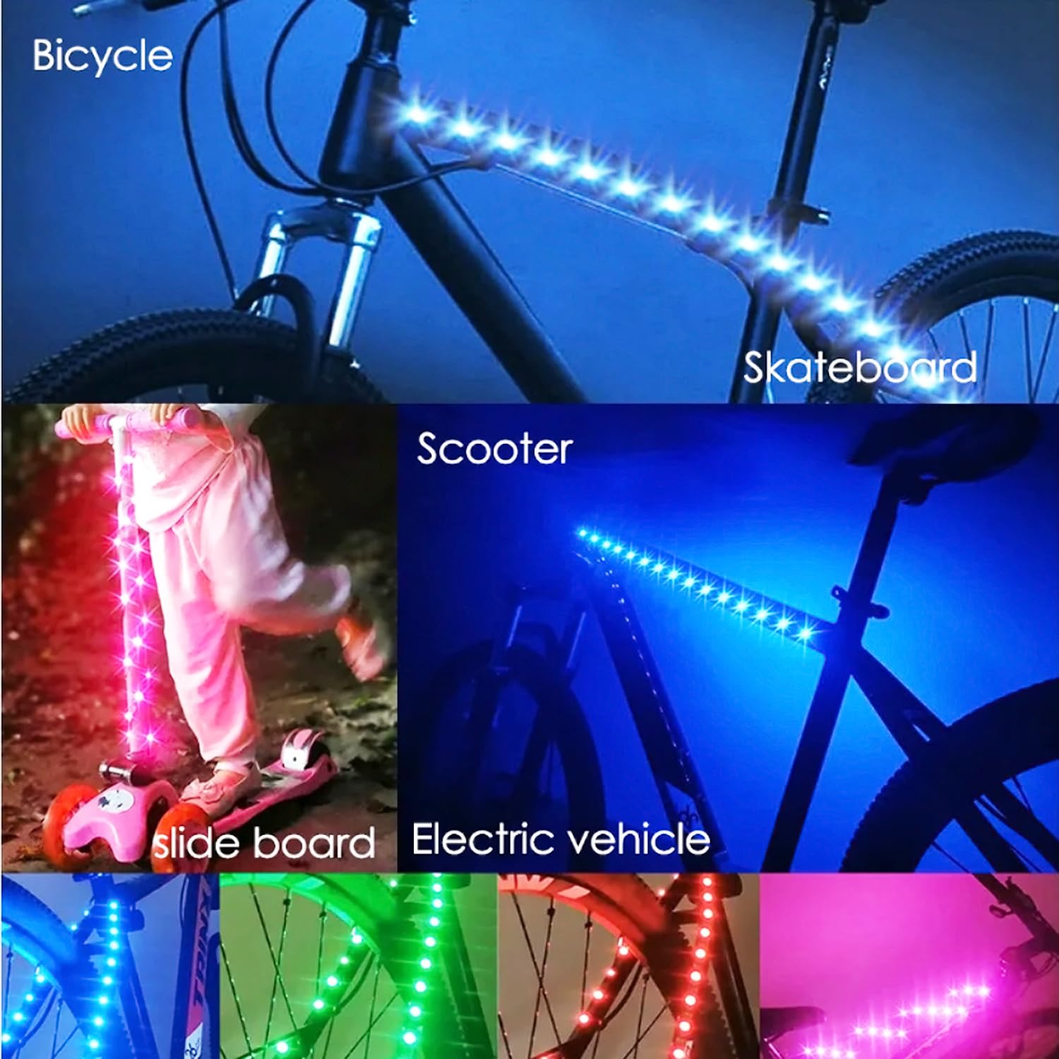 KIRIKIT Bike Frame Light, 9 Color in 1 Bike Wheel Spoke Light for Kids-Super Bright Waterproof Night Riding LED Bicycle Accessories with Batteries for Adult and Kid