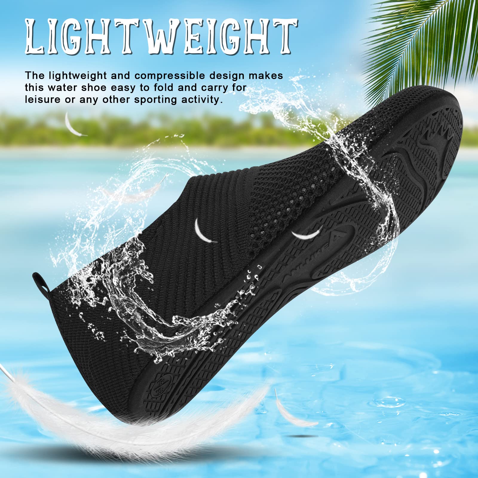 ANLUKE Womens Mens Water Sports Shoes Barefoot Quick-Dry Aqua Yoga Socks Slip-on (38/39, KBlack)