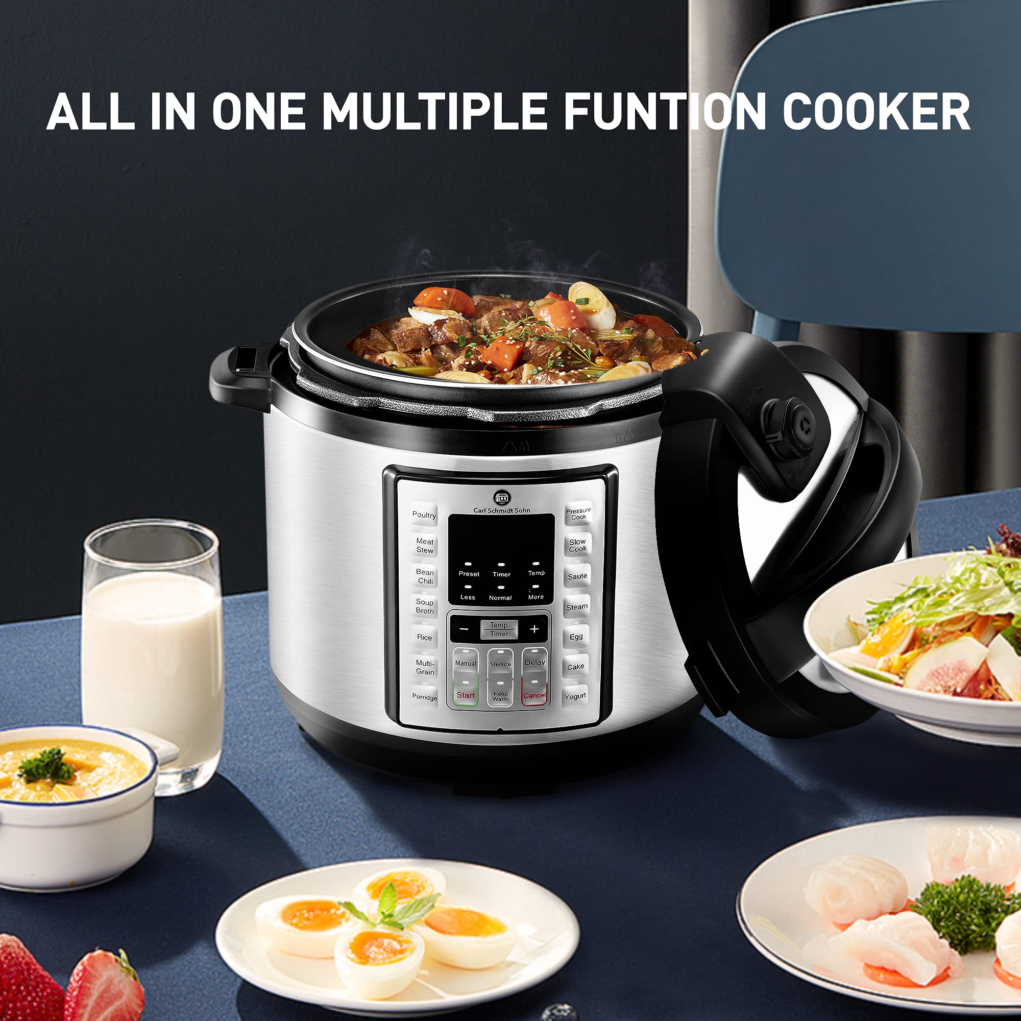 6.5Qt Pressure Cooker and Air Fryer Combos, 21-in-1 Programmable Pressure Pot with Detachable Pressure & Crisp Lid, LED Digital Touchscreen, 3Qt Air Fry Basket,Free Recipe Book, 1500W