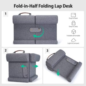 Lap Desk - Fits up to 17 inch Laptop Desk, Built in Mouse Pad Portable Lap Stand Lightweight Laptop Table with Phone Holder, Laptop Stand for Bed Sofa Home Office, Grey