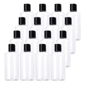 bekith 16 pack 8oz plastic squeeze bottles with disc cap, clear travel containers for shampoo, lotions, liquid body soap, creams