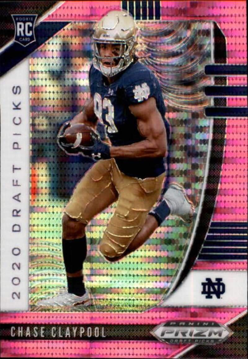 2020 Panini Prizm Draft Prizms Pink Pulsar #124 Chase Claypool Draft Picks Notre Dame Fighting Irish RC Rookie Football Trading Card