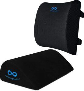 everlasting comfort lumbar support pillow & foot rest set for office, home, and gaming - ergonomic - enhance posture & relieve back pain