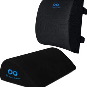 Everlasting Comfort Lumbar Support Pillow & Foot Rest Set for Office, Home, and Gaming - Ergonomic - Enhance Posture & Relieve Back Pain