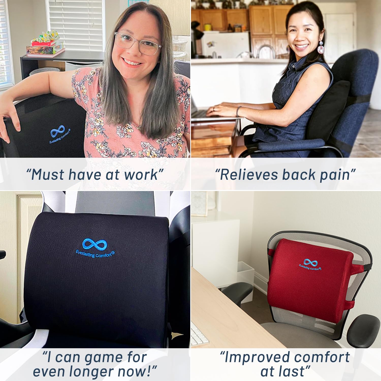 Everlasting Comfort Lumbar Support Pillow & Foot Rest Set for Office, Home, and Gaming - Ergonomic - Enhance Posture & Relieve Back Pain