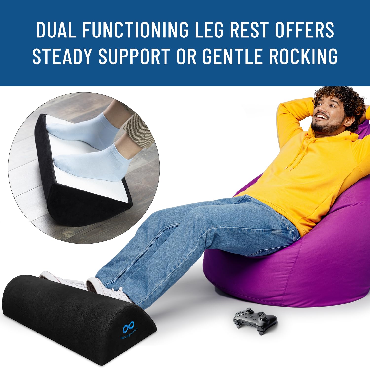 Everlasting Comfort Lumbar Support Pillow & Foot Rest Set for Office, Home, and Gaming - Ergonomic - Enhance Posture & Relieve Back Pain