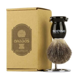 Faux Badger Shaving Brush Set with Black Holder Stand Travel Case Tube Anbbas 3IN1 Unique Wooden Handle Foam Brush Shaving Kit for Men Wet Shave