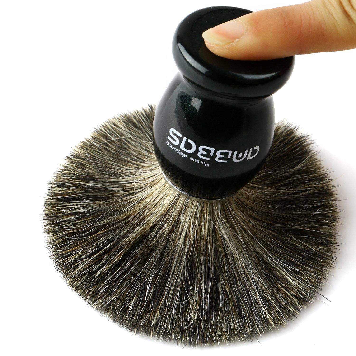 Faux Badger Shaving Brush Set with Black Holder Stand Travel Case Tube Anbbas 3IN1 Unique Wooden Handle Foam Brush Shaving Kit for Men Wet Shave