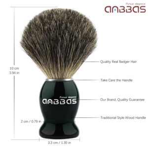 Faux Badger Shaving Brush Set with Black Holder Stand Travel Case Tube Anbbas 3IN1 Unique Wooden Handle Foam Brush Shaving Kit for Men Wet Shave