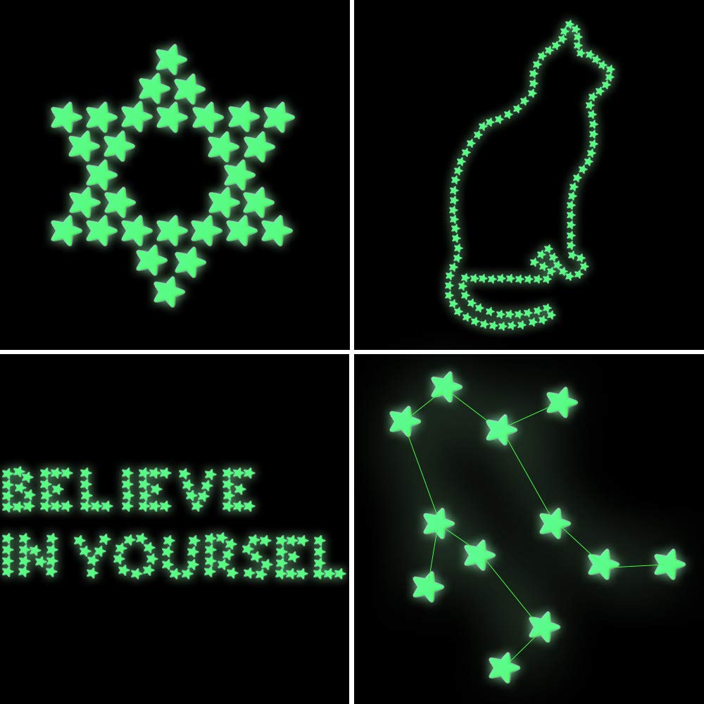 DUOFIRE Glow in The Dark Stars, Ceiling Stars Glow in The Dark, Ultra Bright Glowing Stars of 216 PCS, 3D Design Perfect for Kids Room or Birthday Gift, Beautiful Wall Decals and Ceiling Decors