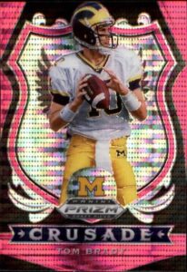 2020 panini prizm draft prizms pink pulsar #100 tom brady crusade michigan wolverines football trading card