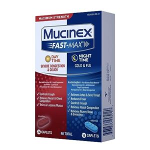 Mucinex Maximum Strength Fast-Max Caplets, Cold & Flu Multi Symptom Relief Caplets, 40 Count