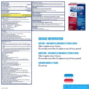 Mucinex Maximum Strength Fast-Max Caplets, Cold & Flu Multi Symptom Relief Caplets, 40 Count