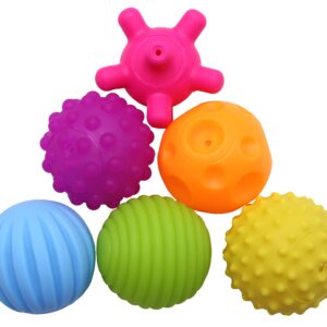 FIVOENDAR 6 Pack Sensory Balls for Kids, Massage Soft & Textured Balls Baby Hands Squeeze Balls Set Develop Kid's Tactile Senses Toys for Touch Hand Ball