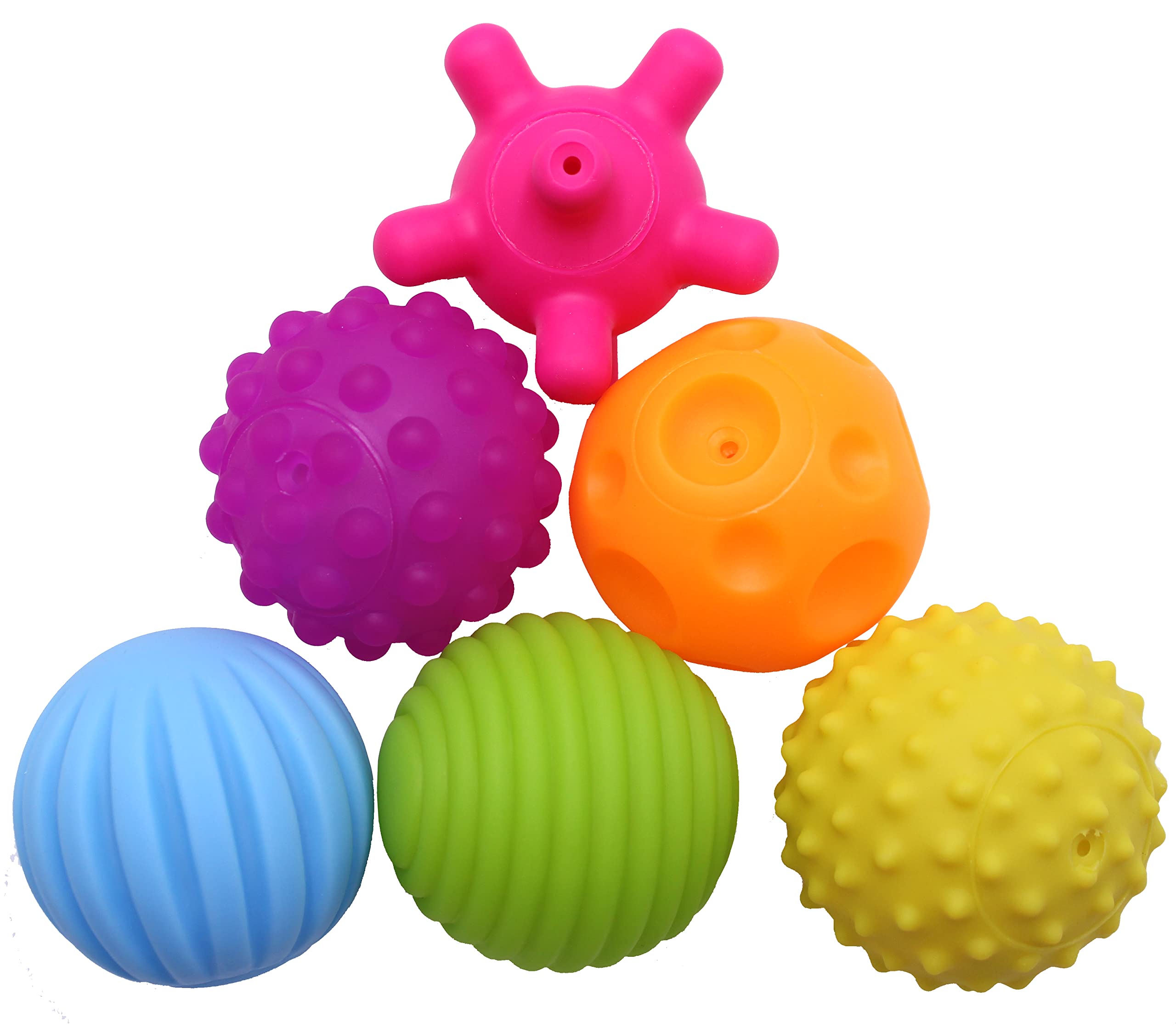 FIVOENDAR 6 Pack Sensory Balls for Kids, Massage Soft & Textured Balls Baby Hands Squeeze Balls Set Develop Kid's Tactile Senses Toys for Touch Hand Ball