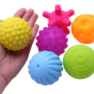 FIVOENDAR 6 Pack Sensory Balls for Kids, Massage Soft & Textured Balls Baby Hands Squeeze Balls Set Develop Kid's Tactile Senses Toys for Touch Hand Ball