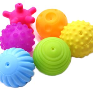 FIVOENDAR 6 Pack Sensory Balls for Kids, Massage Soft & Textured Balls Baby Hands Squeeze Balls Set Develop Kid's Tactile Senses Toys for Touch Hand Ball