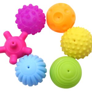 FIVOENDAR 6 Pack Sensory Balls for Kids, Massage Soft & Textured Balls Baby Hands Squeeze Balls Set Develop Kid's Tactile Senses Toys for Touch Hand Ball