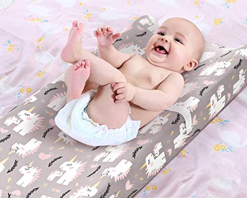 Jersey Knit Ultra Soft Change Pad Cover Set-Cradle Sheet Change Table Sheets for Girls,Fit 32"/34"x 16" Pad, Comfortable Cozy 2 Pack, Unicorn Pink