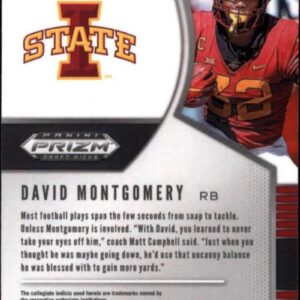 2020 Panini Prizm Draft Prizms Blue #27 David Montgomery Iowa State Cyclones Football Trading Card