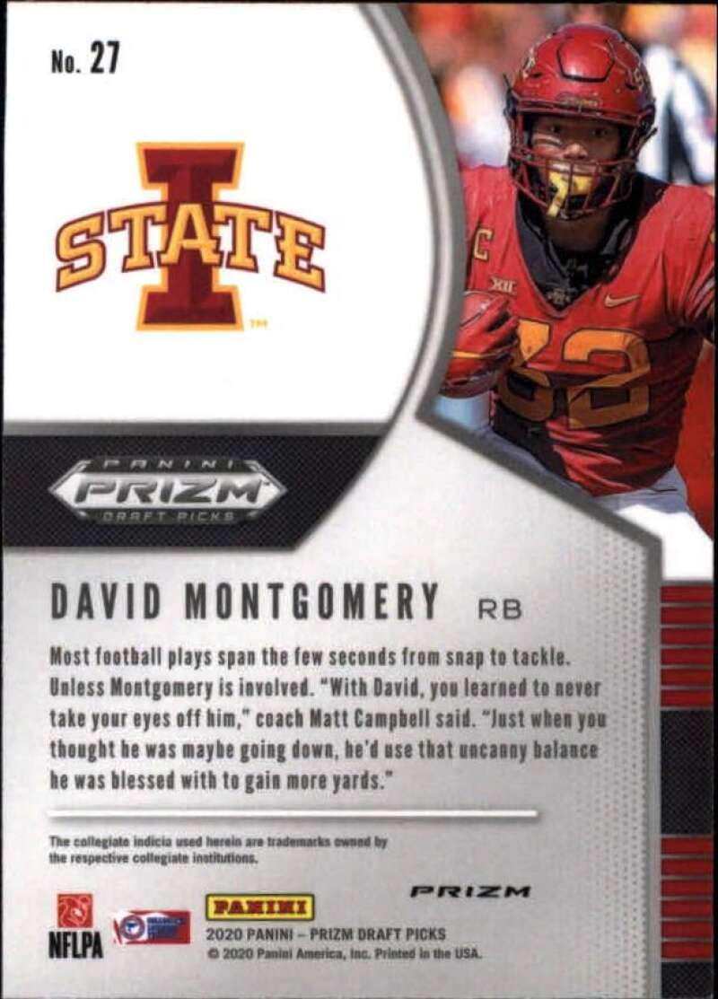 2020 Panini Prizm Draft Prizms Blue #27 David Montgomery Iowa State Cyclones Football Trading Card