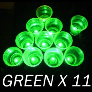 Glow in The Dark Beer Pong Set,Light up Beer Pong Cups for Indoor Outdoor Nighttime Competitive Fun,22 Glowing Cups(11 Green &11 Blue), 6 Glowing Balls, Waterproof- Party Game