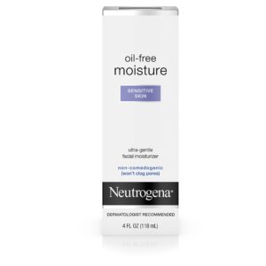 neutrogena oil-free daily facial moisturizer for sensitive skin, ultra-gentle & lightweight moisturizers free of fragrances & dyes, 4 fl. oz