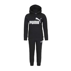 PUMA Boys' Pullover Hoodie & Jogger, Black, 3T