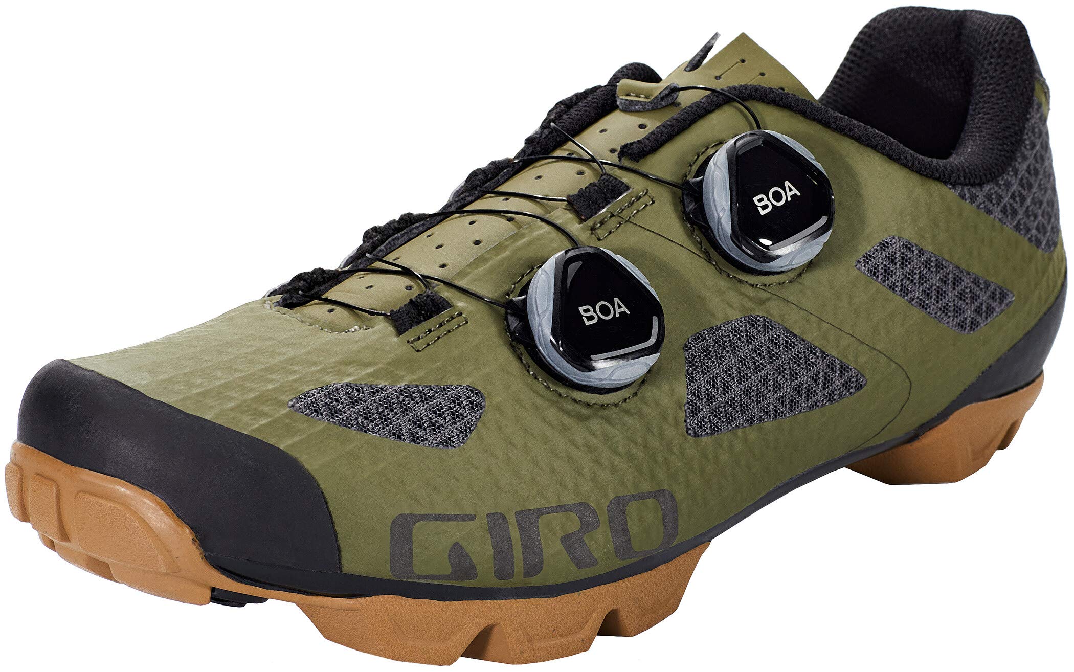 Giro Sector Men Clipless Mountain Bike Shoes - Olive/Gum (2021), 43.5