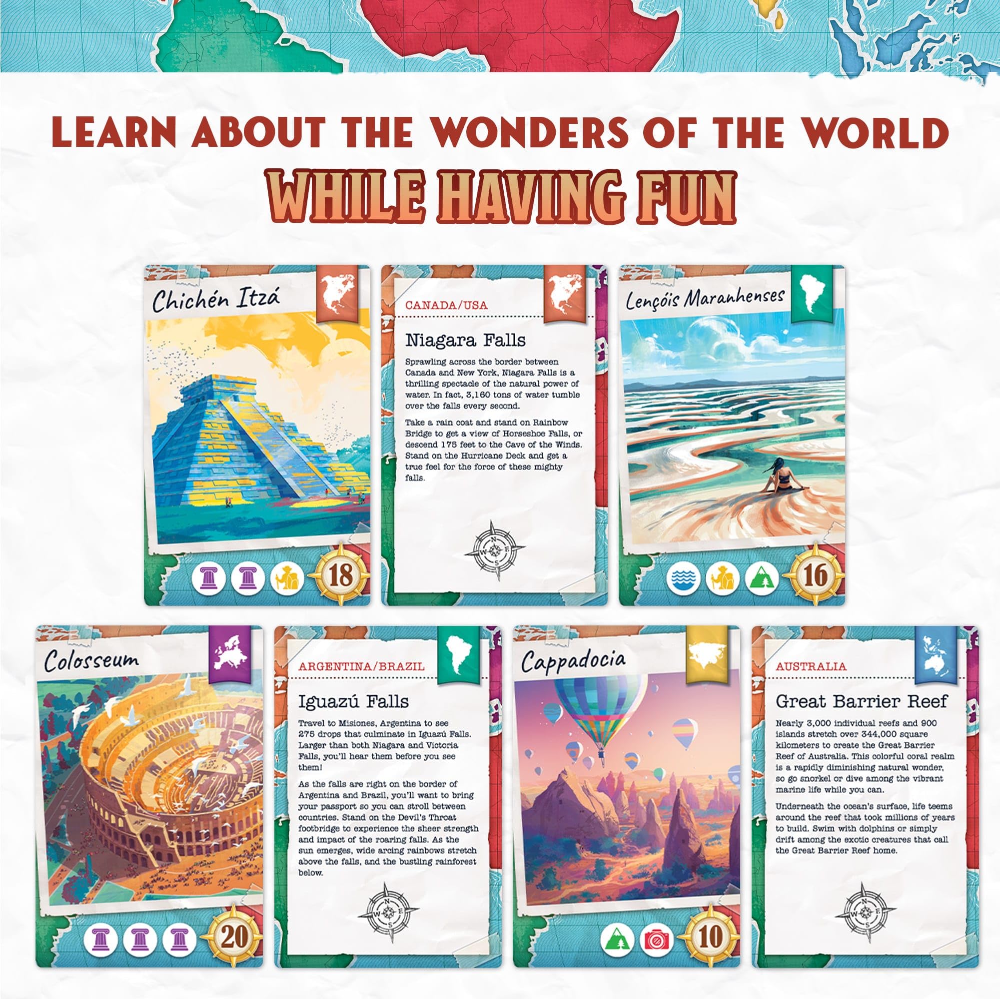 Trekking The World - The Award-Winning Board Game for Family Night | Explore The Wonders of The World | Perfect for Kids & Adults | Ages 10 and Up