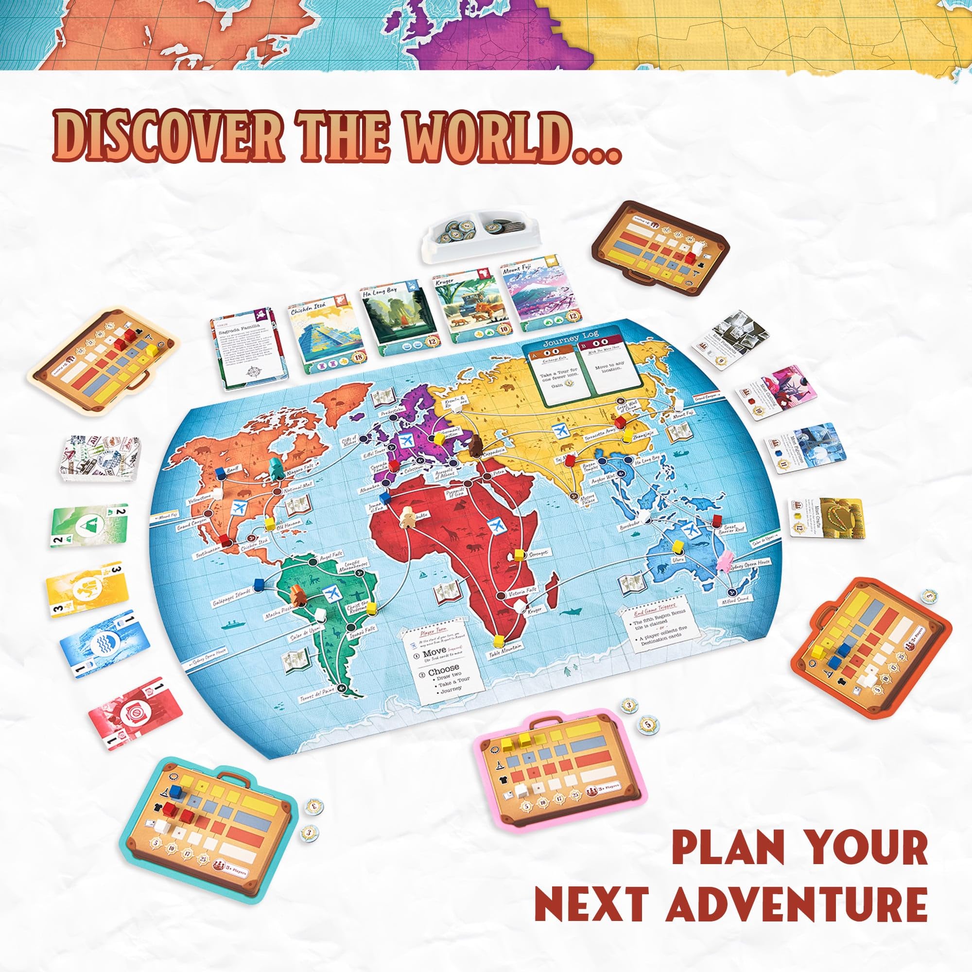 Trekking The World - The Award-Winning Board Game for Family Night | Explore The Wonders of The World | Perfect for Kids & Adults | Ages 10 and Up