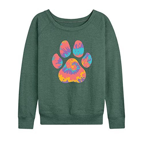 Instant Message - Tie Dye Paw Print - Women's French Terry Pullover - Size 2X