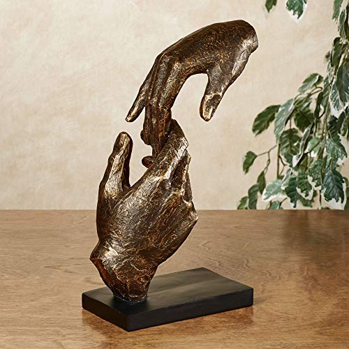 Touch of Class Loving Hands Table Sculpture Bronze - 11.5 Inch Height - Resin Art Accent - Home Decor Statue - Love Sign Statues and Sculptures for Desk Aesthetic