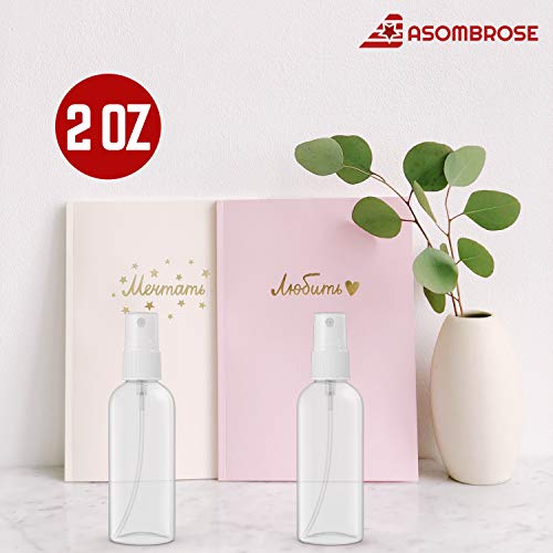 ASOMBROSE Small Spray Bottles, 2oz/60ml Clear Empty Fine Mist Travel Size Mini Bottle Set, Pump Spray Cap Refillable Reusable Liquid Containers For Essential Oils, Hair Sprayer (4 Pack)