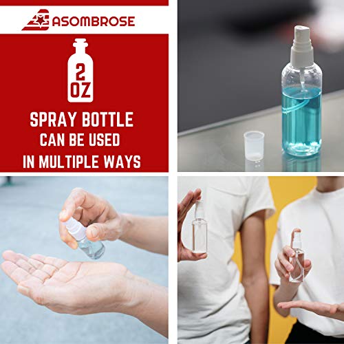 ASOMBROSE Small Spray Bottles, 2oz/60ml Clear Empty Fine Mist Travel Size Mini Bottle Set, Pump Spray Cap Refillable Reusable Liquid Containers For Essential Oils, Hair Sprayer (4 Pack)