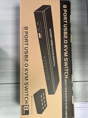 MT-VIKI KVM Switch 8 Port, 8X1 Rackmount KVM Switch VGA, Included 8 2-in-1 KVM Cables & Wire-Desktop Selector, Fit 1U 19'' Rack