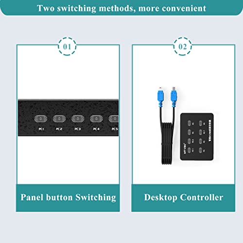 MT-VIKI KVM Switch 8 Port, 8X1 Rackmount KVM Switch VGA, Included 8 2-in-1 KVM Cables & Wire-Desktop Selector, Fit 1U 19'' Rack